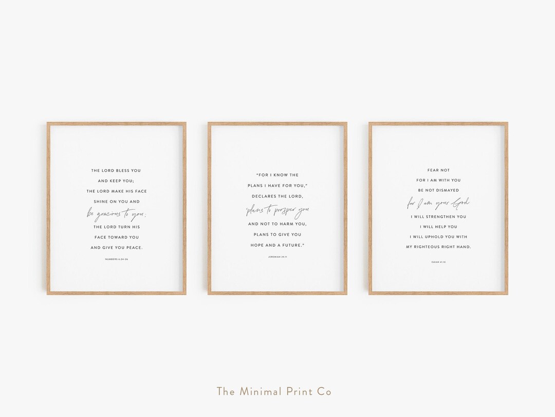 Set of 3, Bible Verse Wall Art, Christian Wall Art, Modern Christian ...