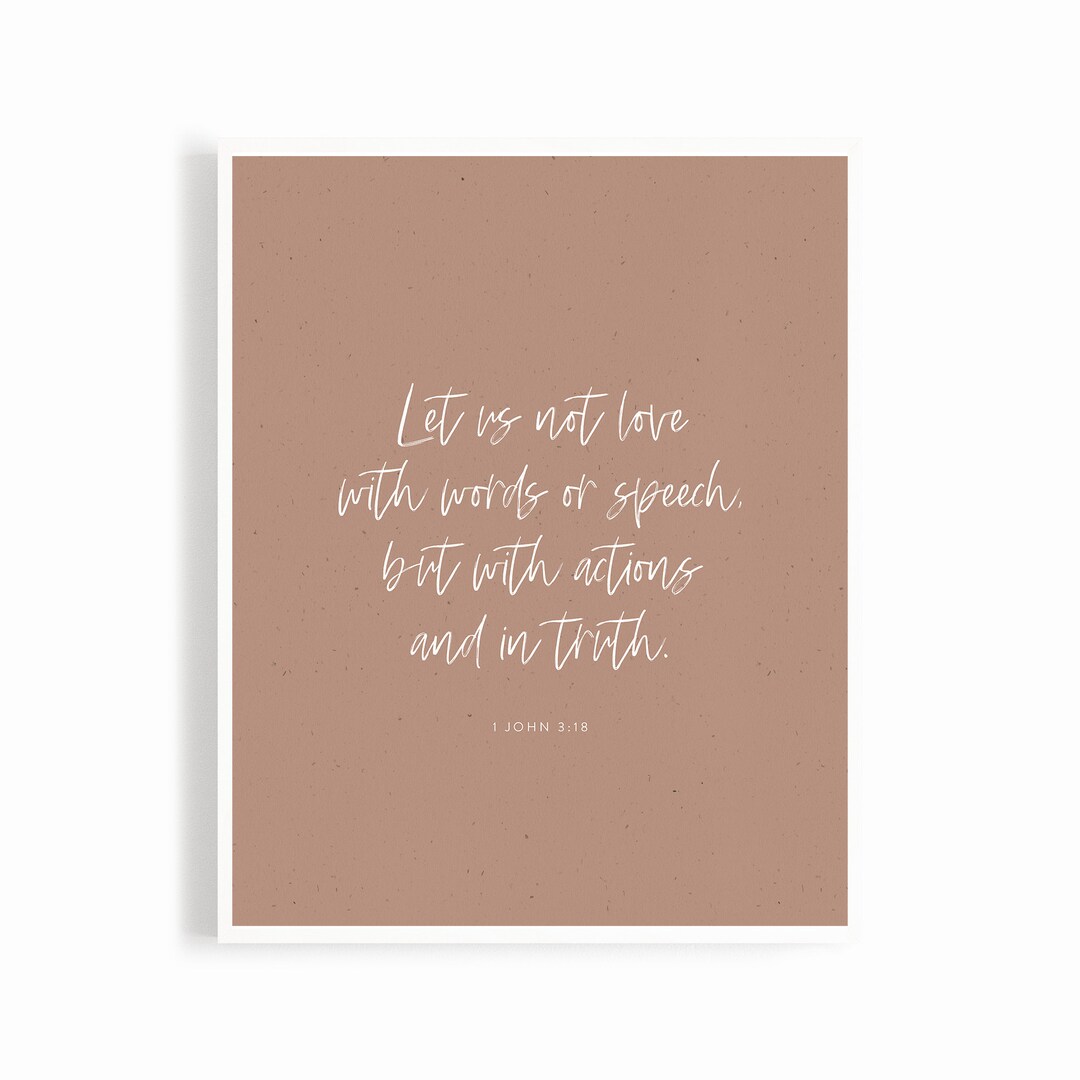 1 John 3:18, Scripture Print, Modern Christian Wall Art, Bible Verse ...