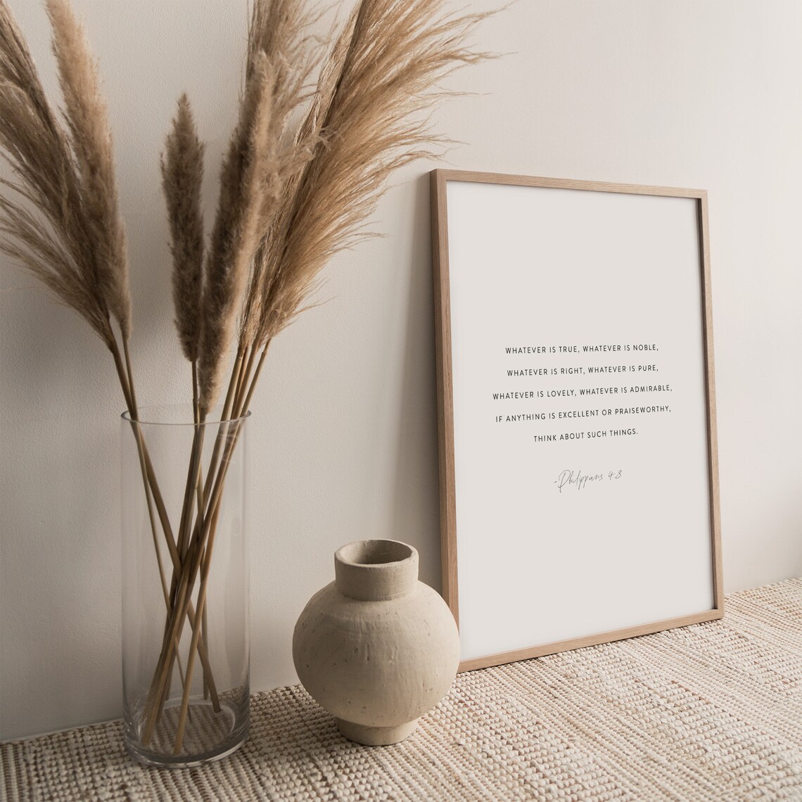 Philippians 4:8 Christian Wall Art Minimal Bible Verse | Etsy