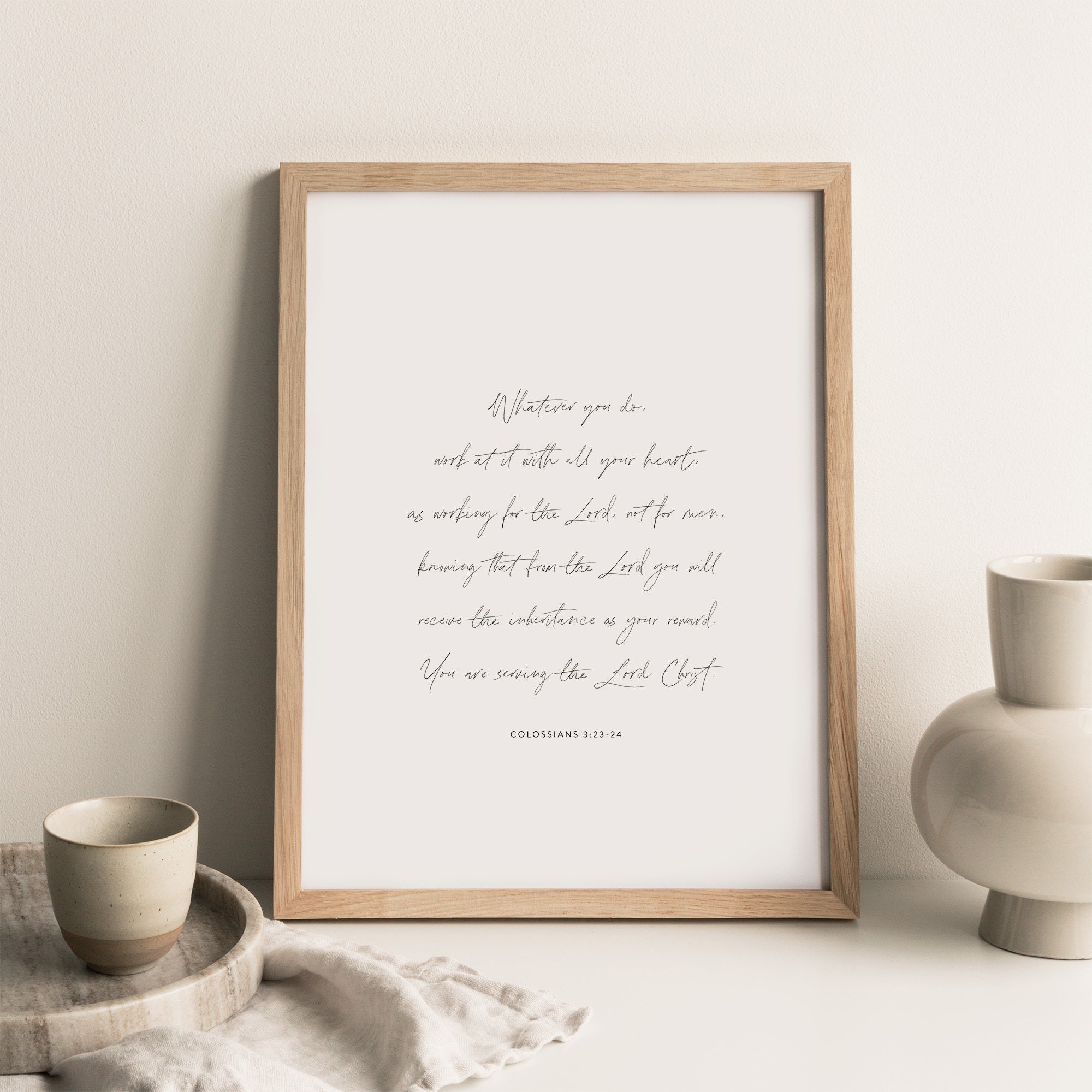 Colossians 3:23-24, Office Wall Decor, Scripture Wall Art, Modern ...