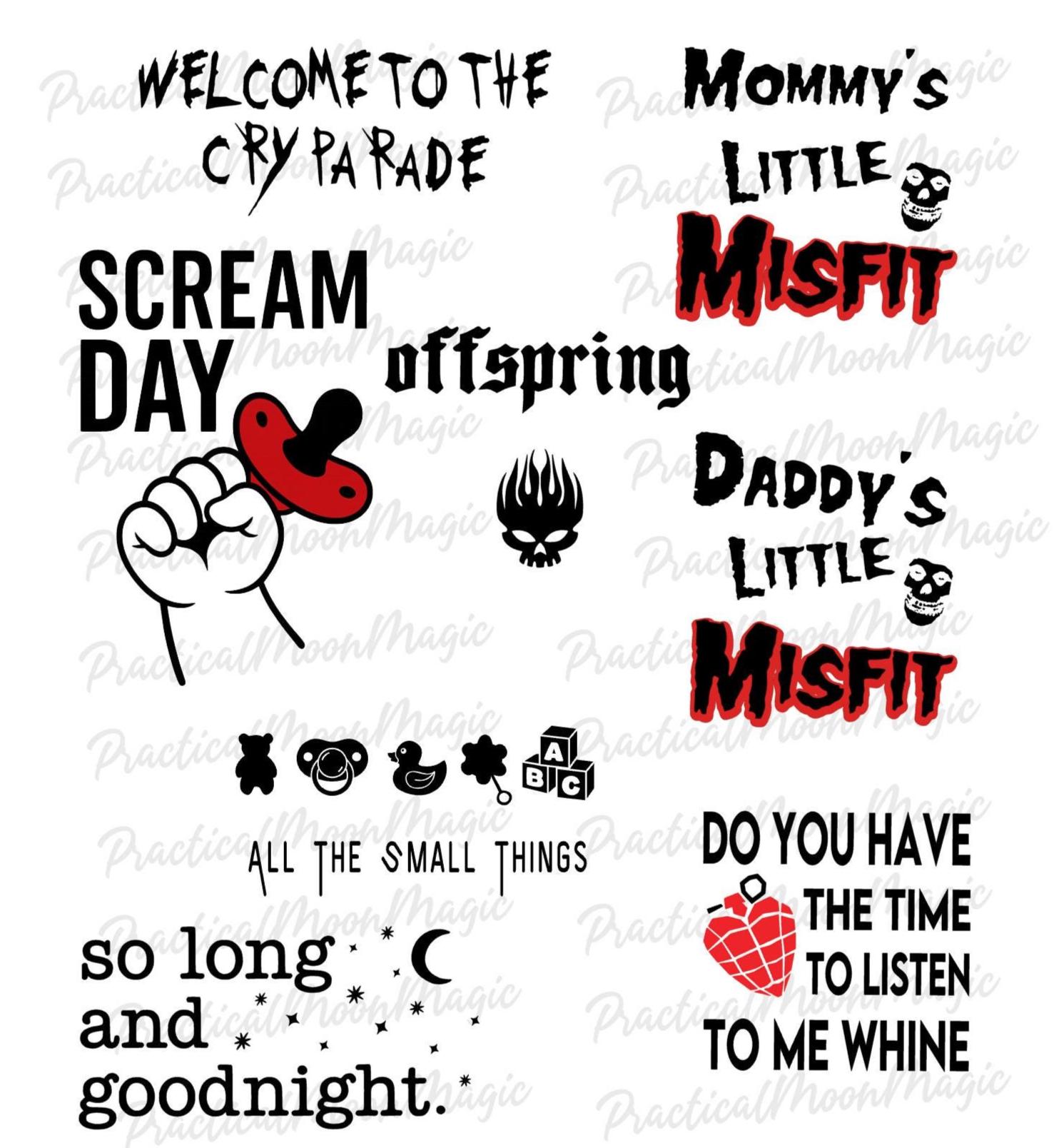 8 Punk Rock Baby Bodysuit SVG Bundle: Goth Designs Vol 1 (digital ...