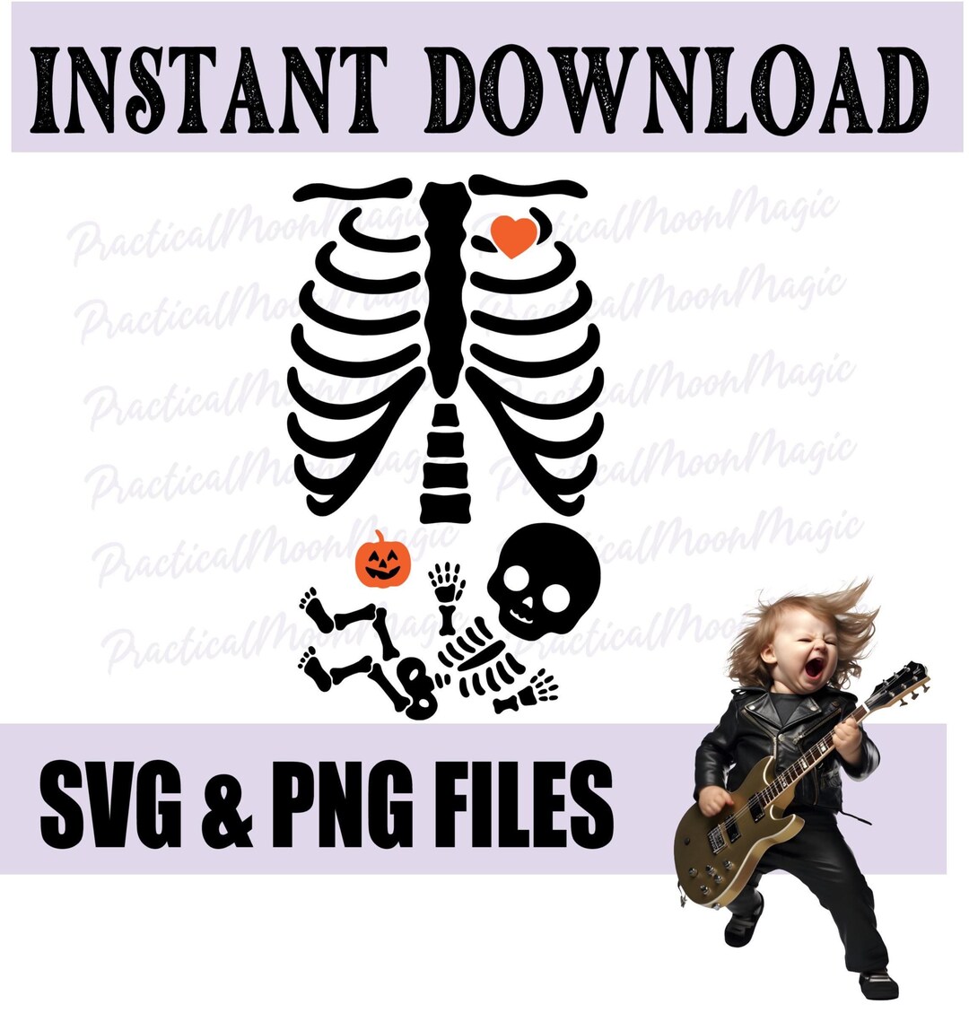 Maternity Skeleton Halloween Design: Mom and Baby PNG SVG (digital ...