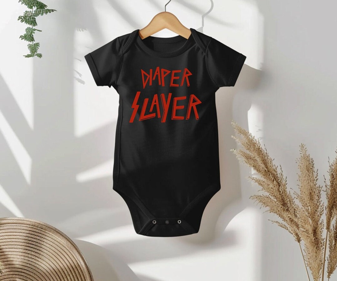 Slayer Fans Baby Gift- Black "diaper Slayer" Baby Bodysuit- Rock Baby ...