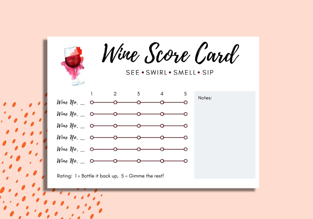 Wine Tasting Score Card | Fill in Numbers | Printable Score Card - Etsy