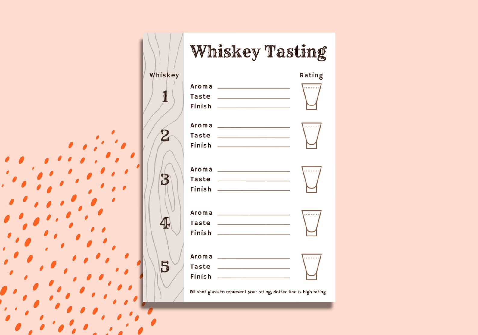Whiskey Tasting Score Card | Five Whiskeys | Printable Score Card - Etsy