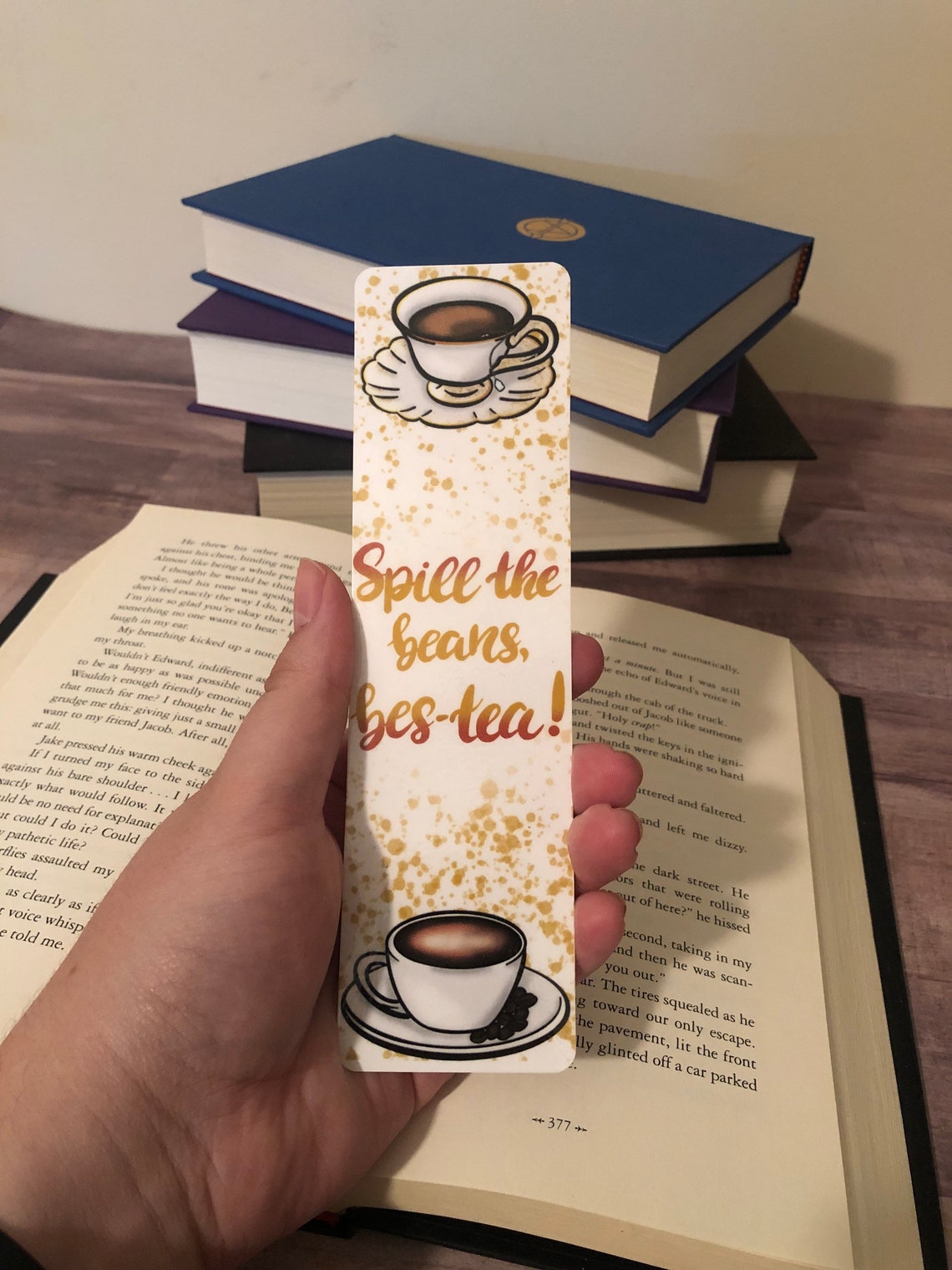 Spill the Beans, Bes-tea Bookmark, Coffee and Tea Theme, Handmade ...