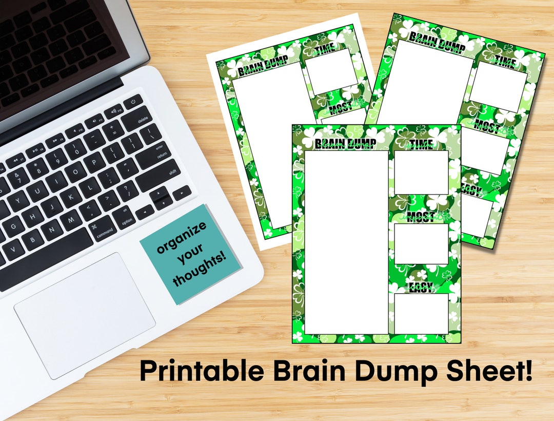 St. Patrick's Day Outlined Clover Brain Dump PDF, Printable, DIGITAL ...