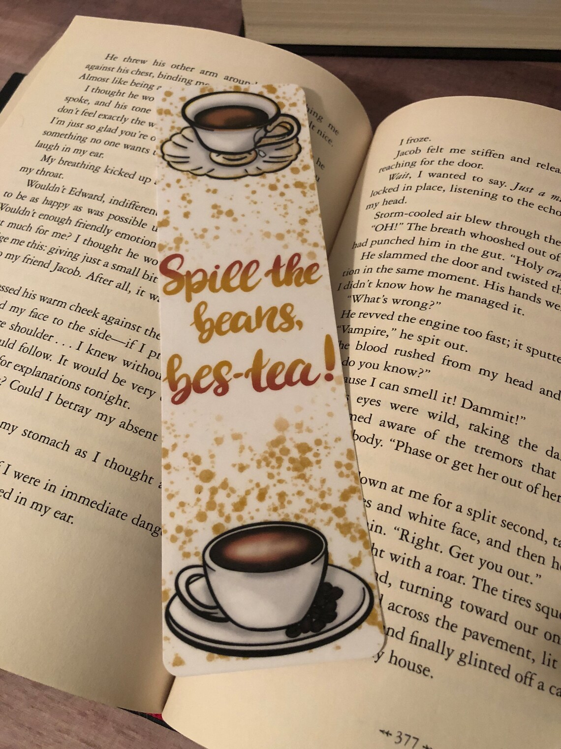 Spill the Beans, Bes-tea Bookmark, Coffee and Tea Theme, Handmade ...