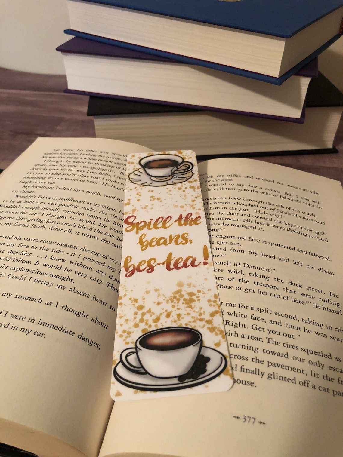 Spill the Beans, Bes-tea Bookmark, Coffee and Tea Theme, Handmade ...