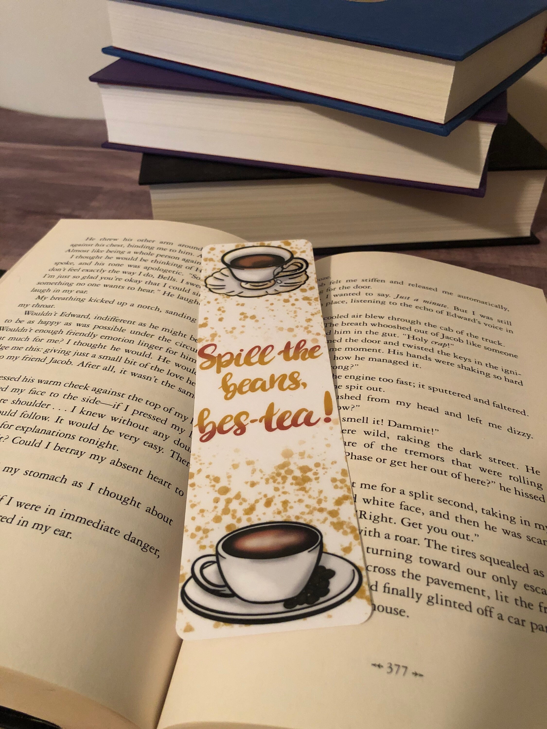 Spill the Beans, Bes-tea Bookmark, Coffee and Tea Theme, Handmade ...