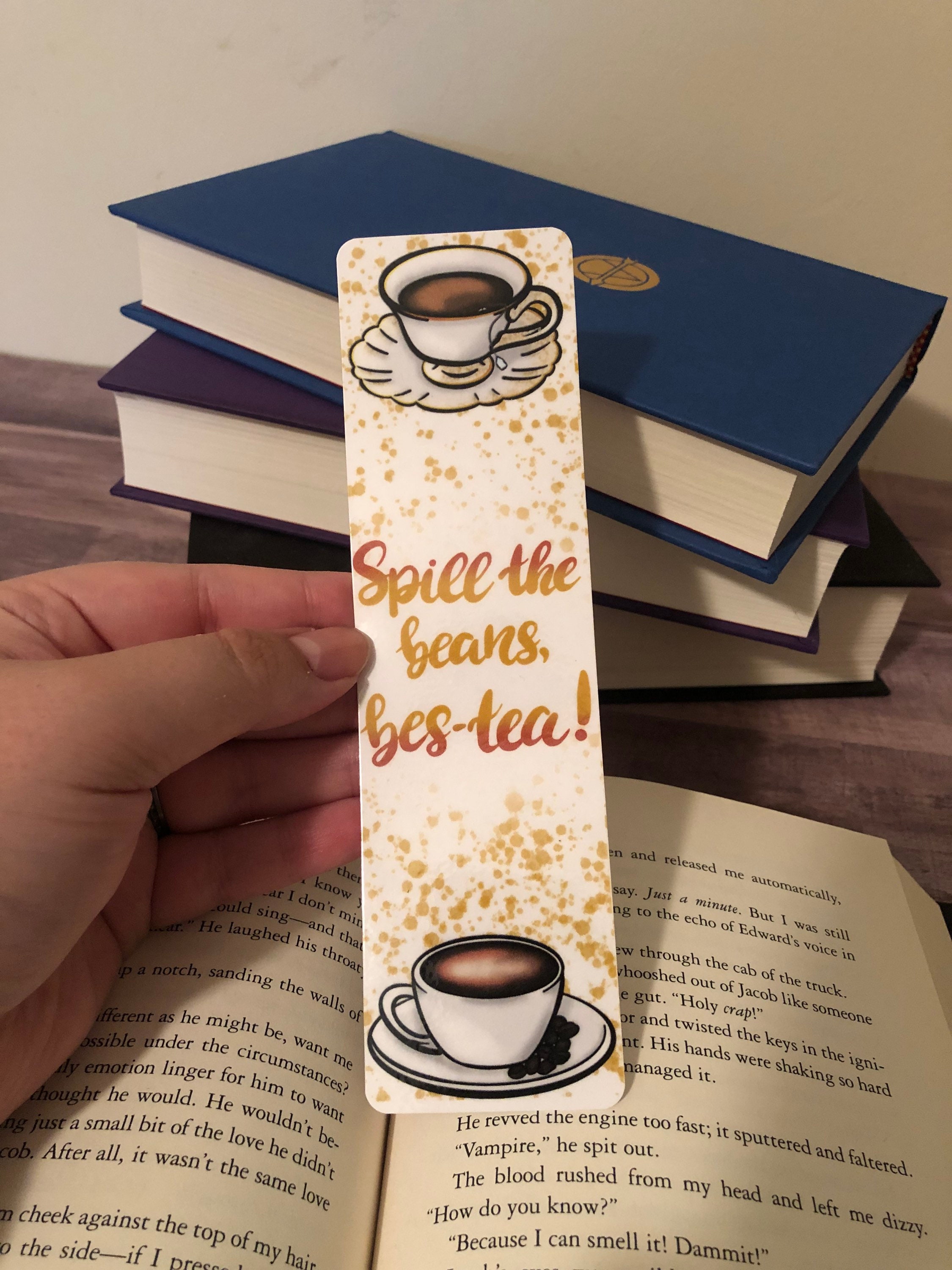 Spill the Beans, Bes-tea Bookmark, Coffee and Tea Theme, Handmade ...