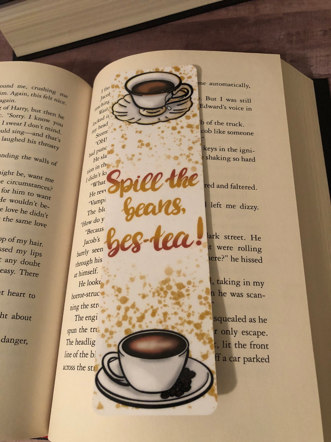 Spill the Beans, Bes-tea Bookmark, Coffee and Tea Theme, Handmade ...