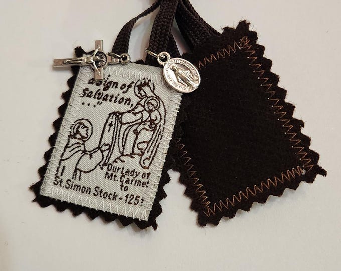 Traditional Catholic 100% Brown Wool Scapular With Medals - Etsy