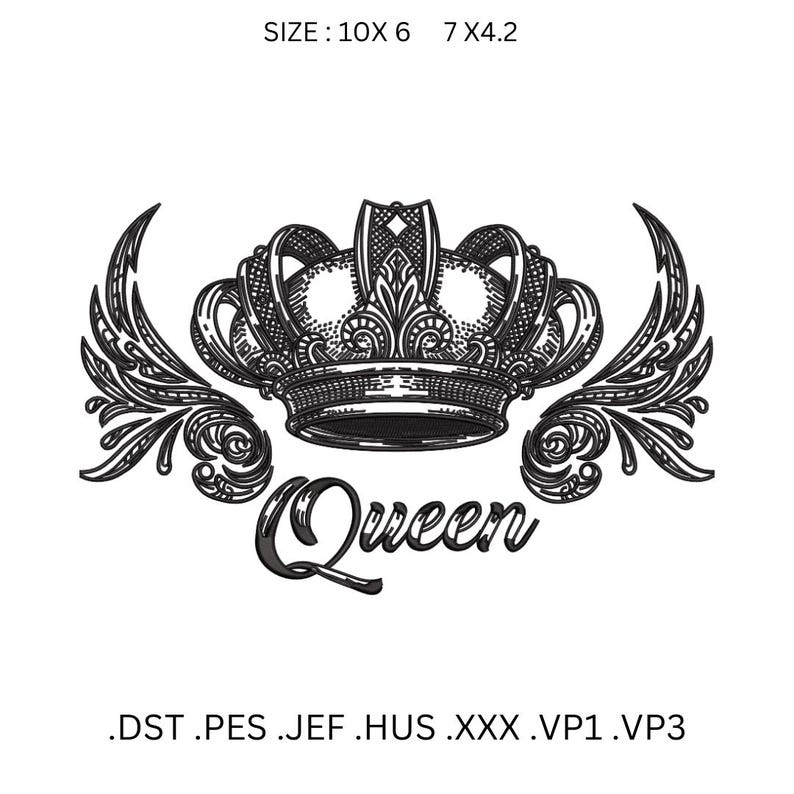 Queen Crown Embroidery File, Machine Embroidery Design, Royal Theme ...