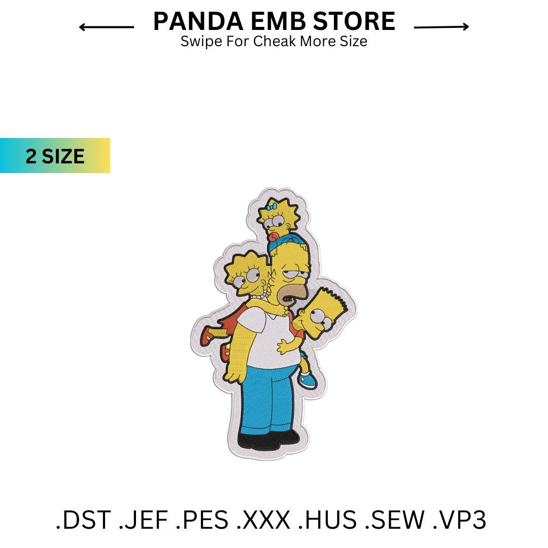 The Simpsons Homer Number One Dad Embroidery Design File, Cartoon ...