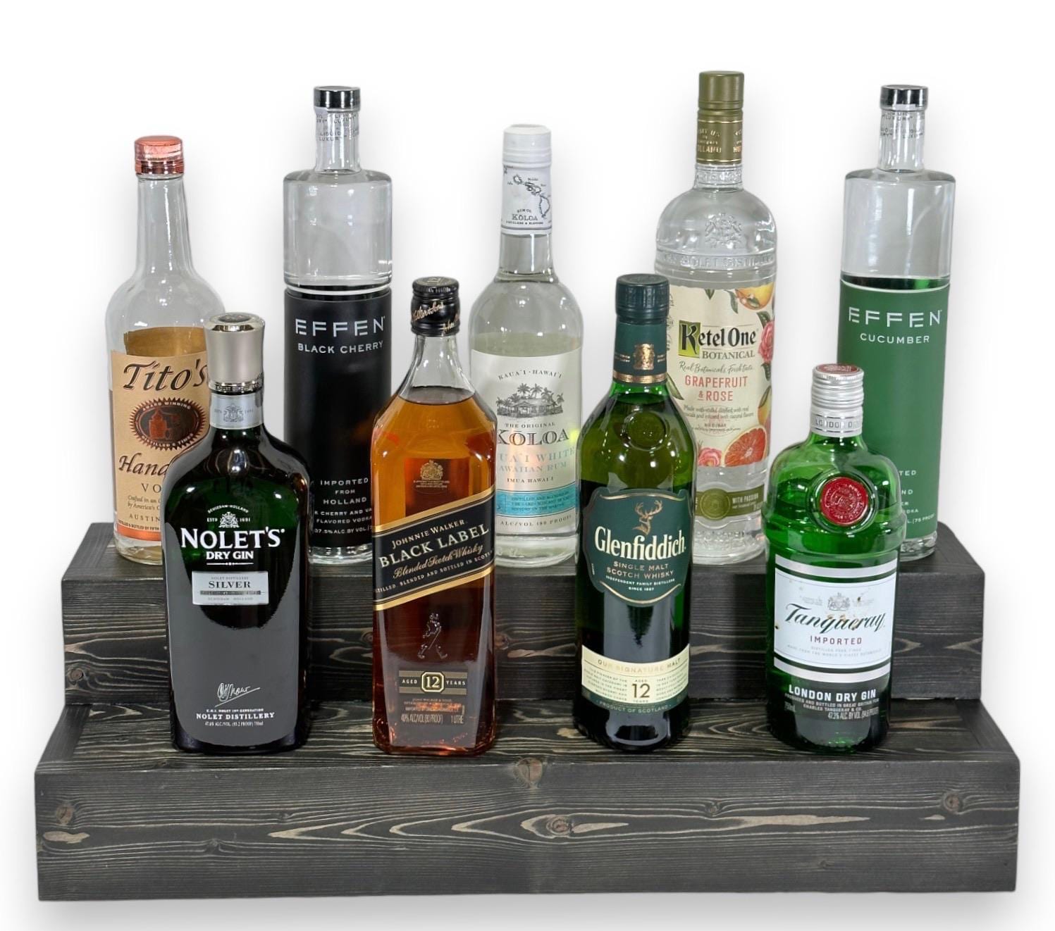 Handmade Tiered Liquor Bottle Display: Wooden Bar Shelf - Etsy