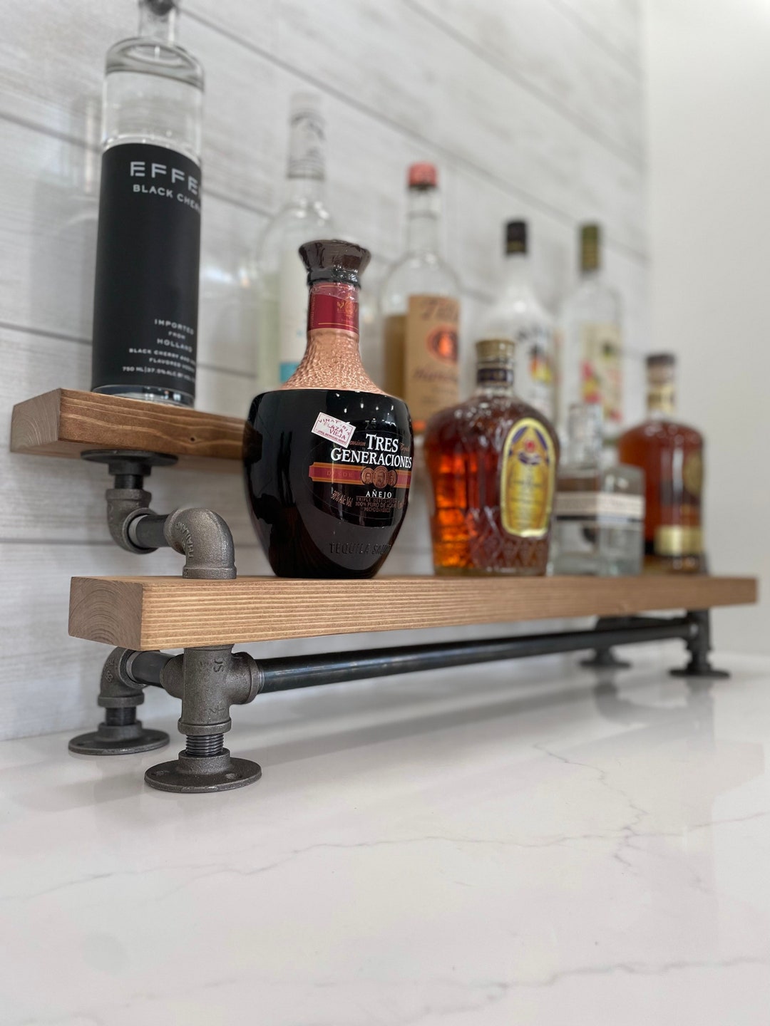 Industrial Tiered Bar Shelf: Freestanding Liquor Bottle Display - Etsy