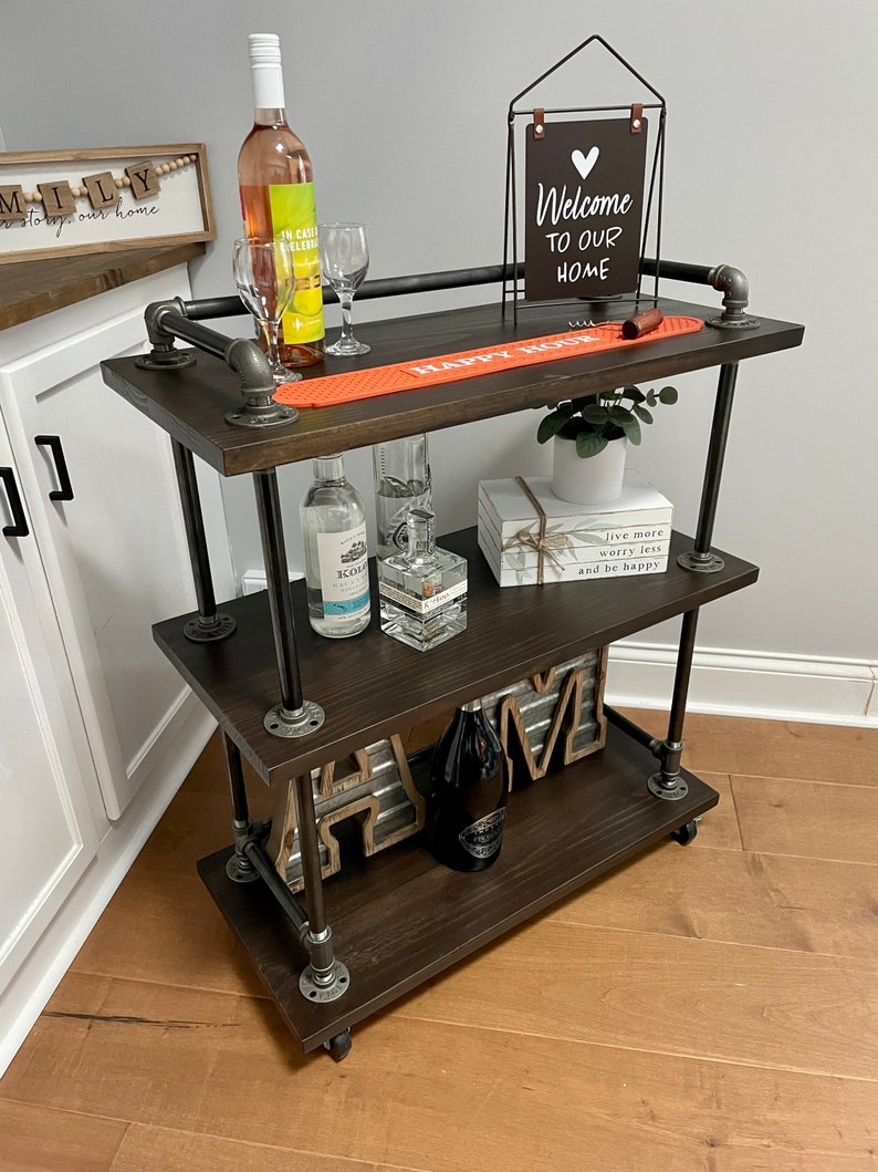 Industrial Bar Cart Rolling Coffee Cart Kitchen Storage - Etsy
