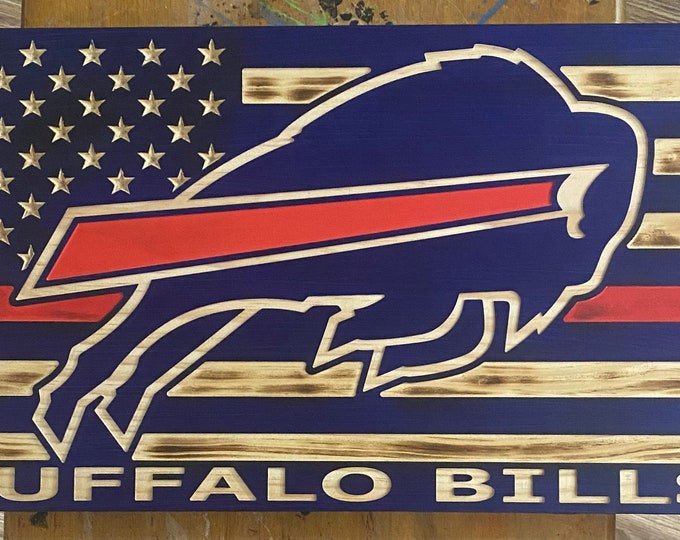Buffalo Bills Themed Wooden Flag - Etsy