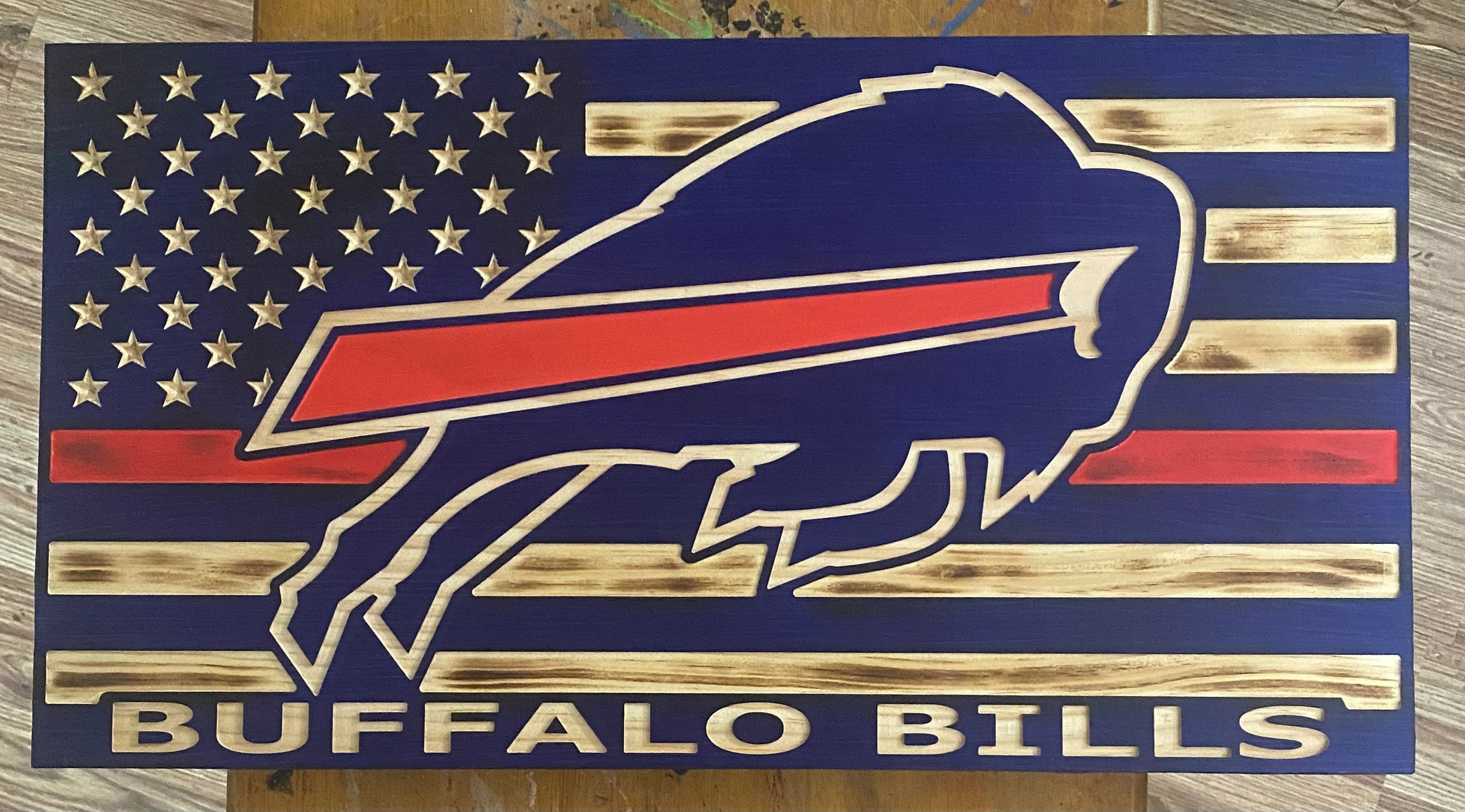 Buffalo Bills Themed Wooden Flag - Etsy