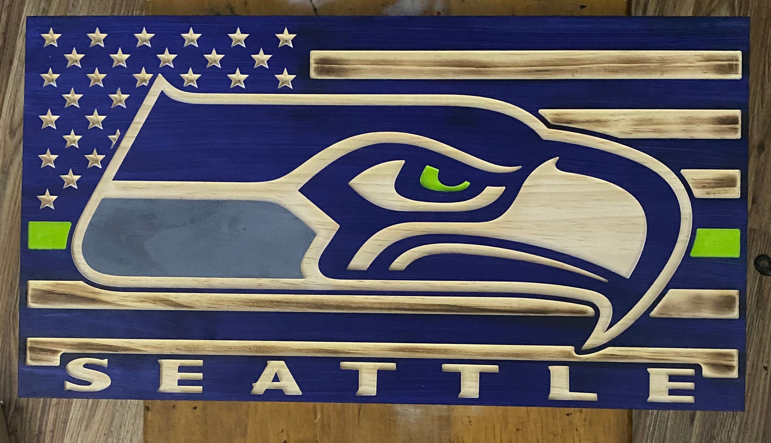Seahawks Themed Wooden Flag - Etsy