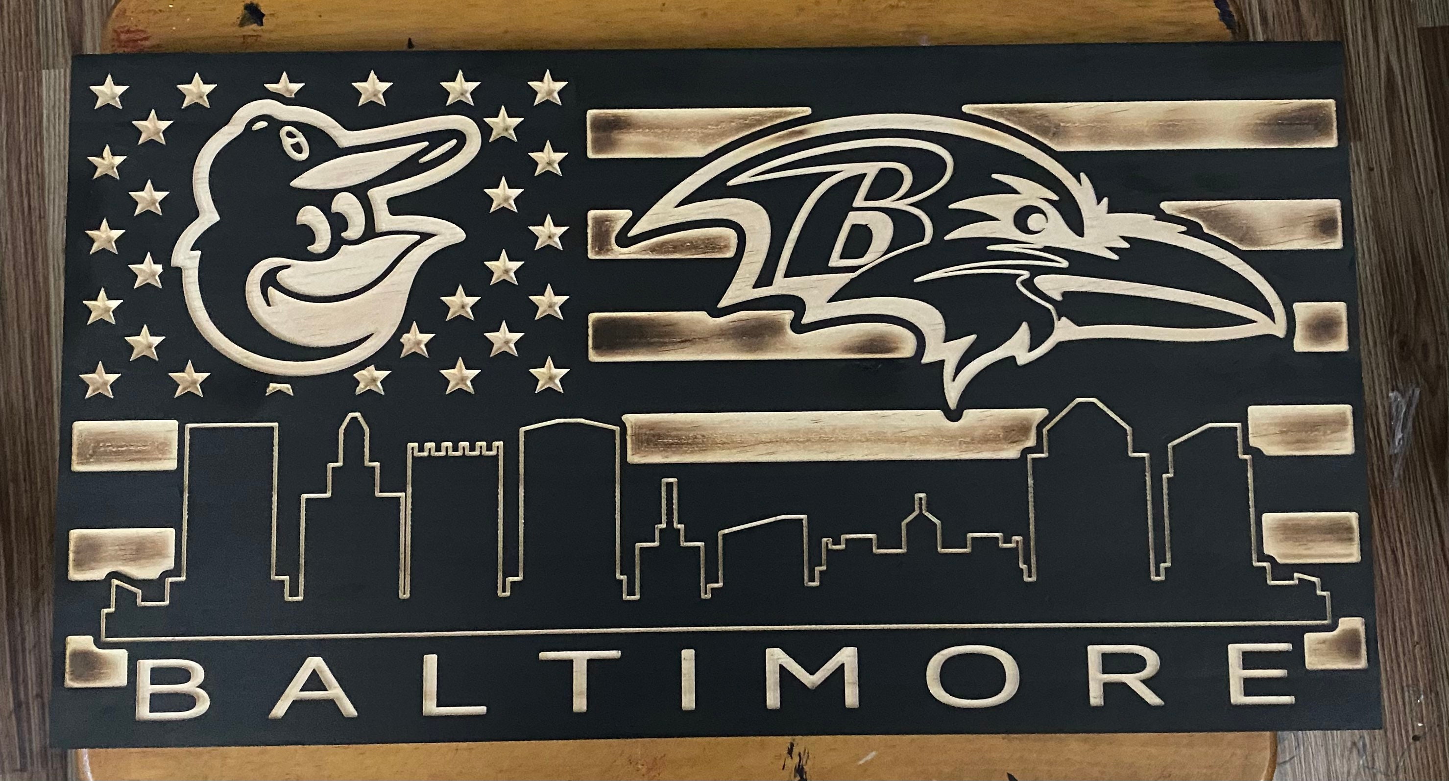 Baltimore Skyline Wooden Flag - Etsy
