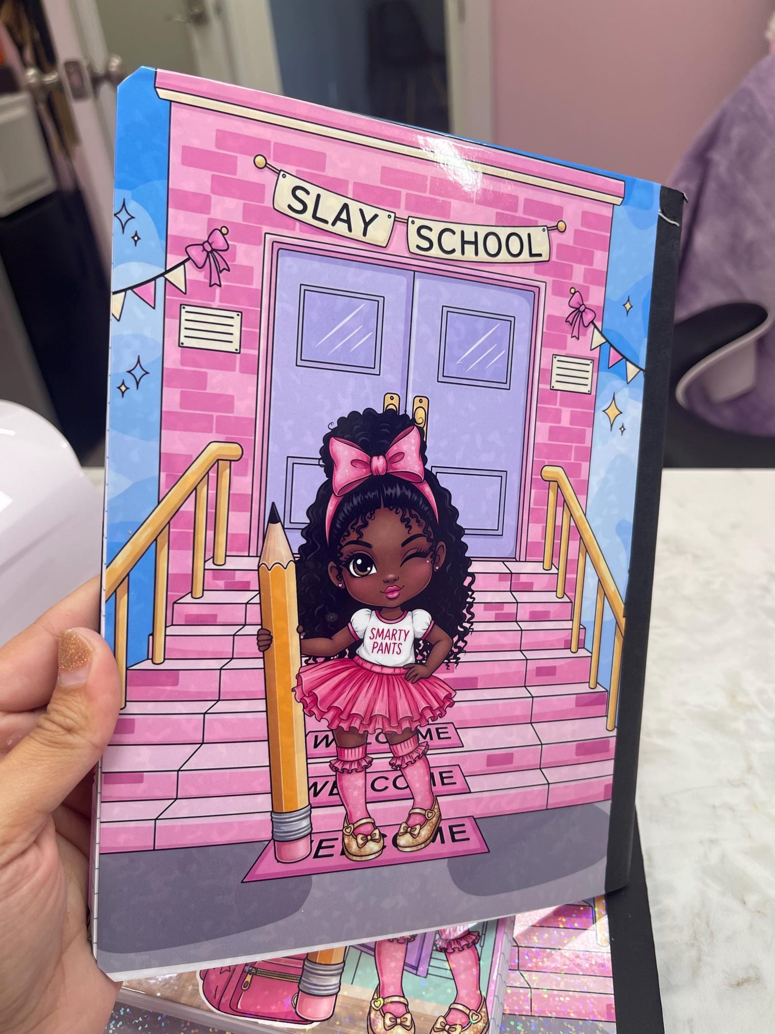 Custom Composition Notebook – Personalized Name & Cartoon Design – Back ...