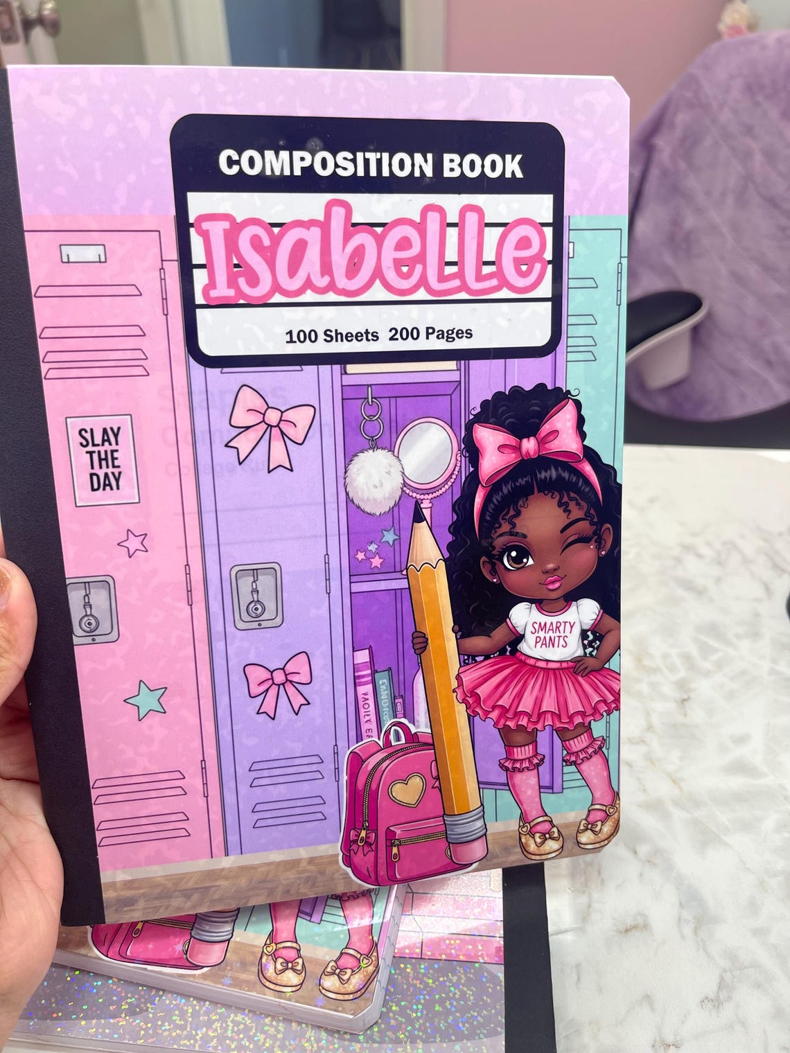 Custom Composition Notebook – Personalized Name & Cartoon Design – Back ...