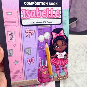 Custom Composition Notebook – Personalized Name & Cartoon Design – Back ...
