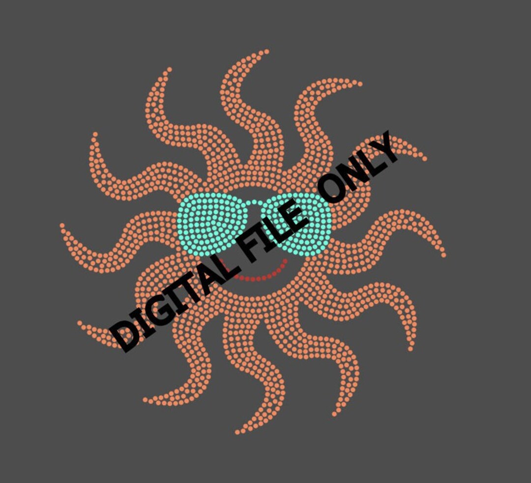 Rhinestone Template File - Digital Download Only - Sun With Face - Etsy