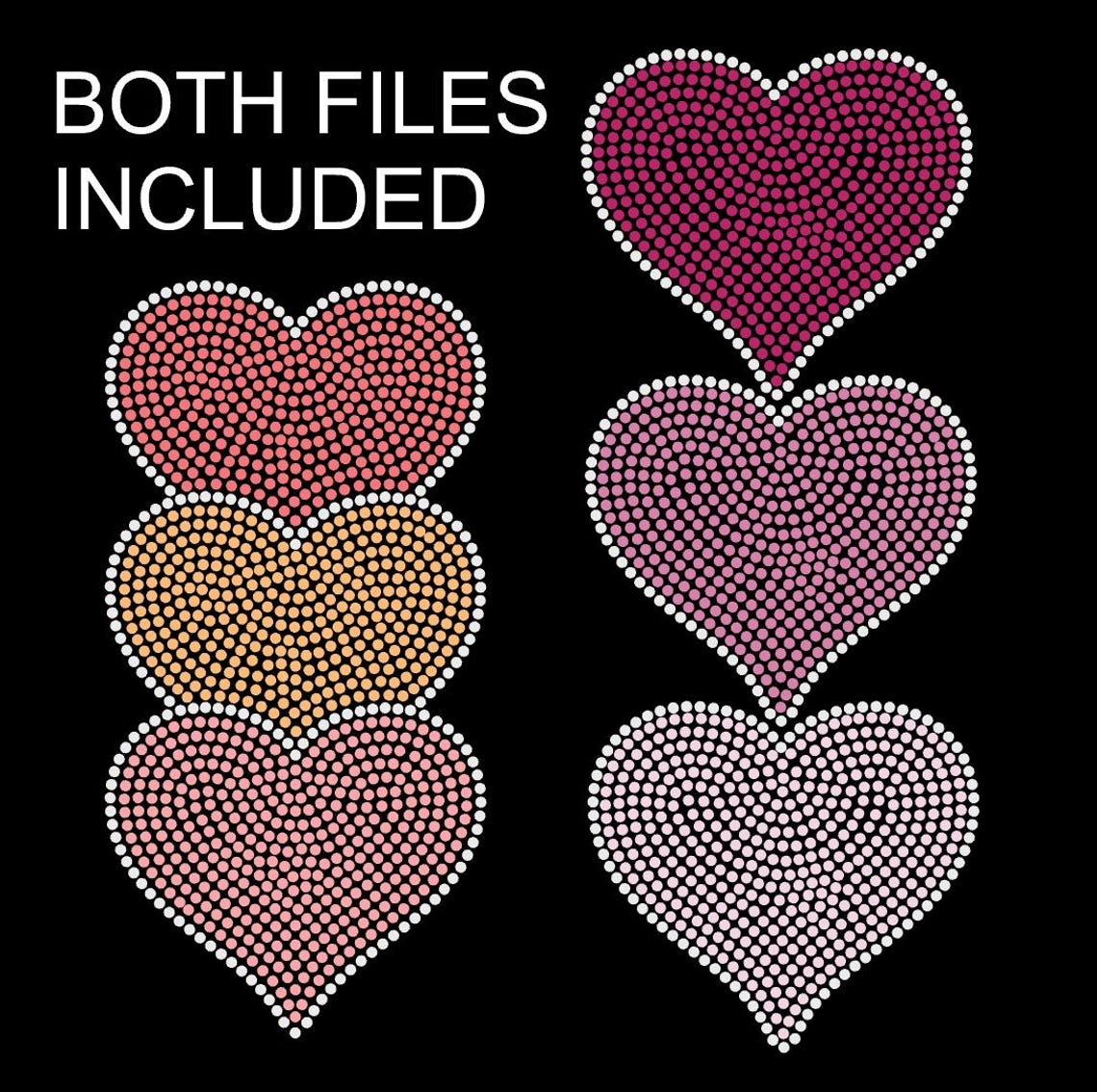 Rhinestone Template (digital File Only) 2 Stacked Hearts Templates SS10 ...