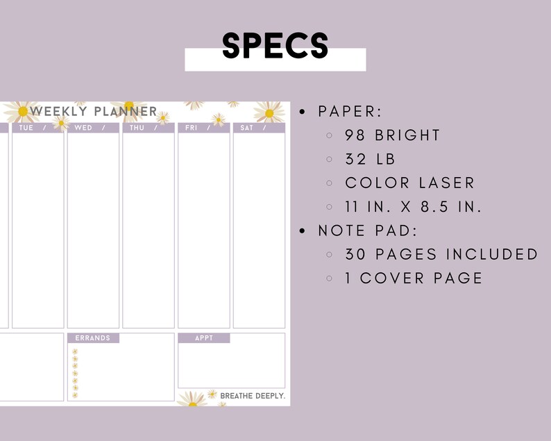 Weekly Planner Tear off Pad, 30 Undated Sheets, Desk Notepad ...