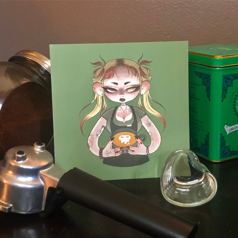 Coffee Goth Girl Art Print Barista Girl Starbucks Barista - Etsy