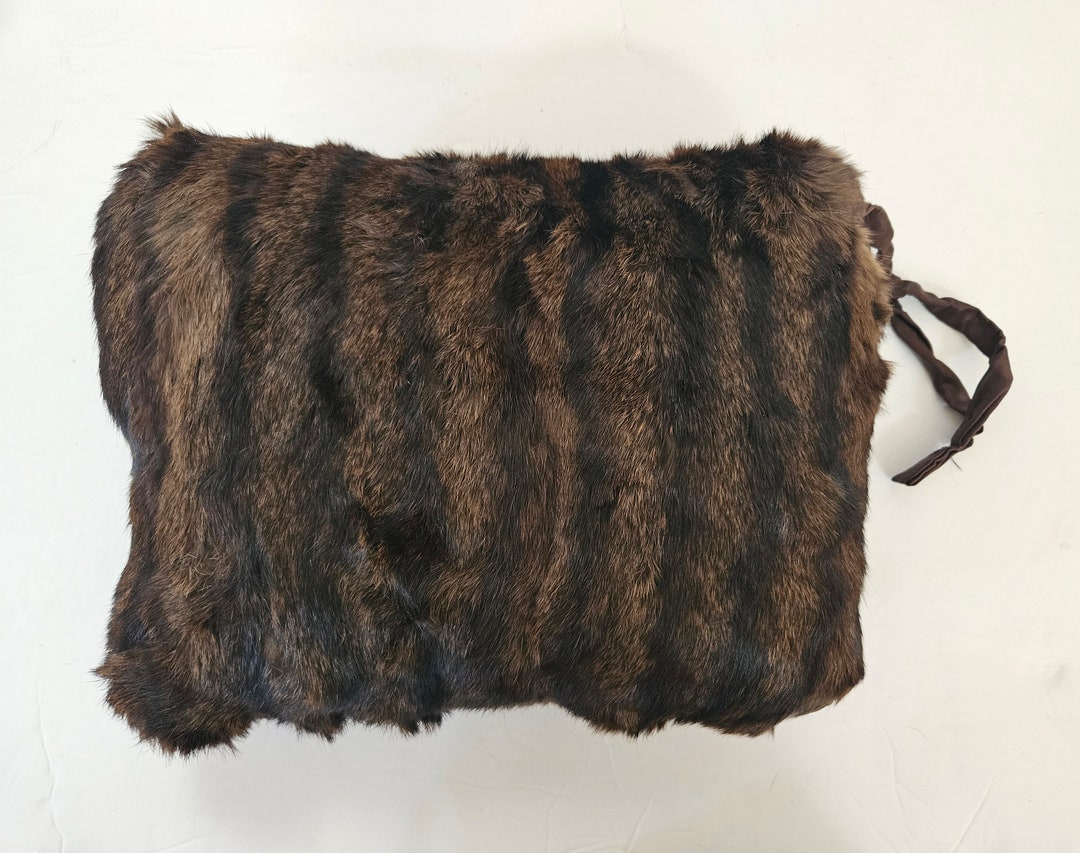 Vintage 1940s Genuine Mink Fur Muff Muffler Hand Warmer & Kover Zip ...