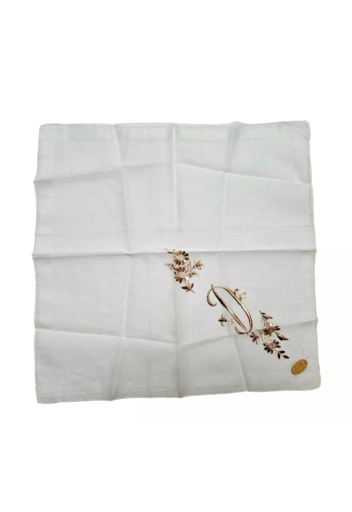 Vintage Gold Embroidered Monogram Letter "d" Hanky Hankerchief 14"x14 ...