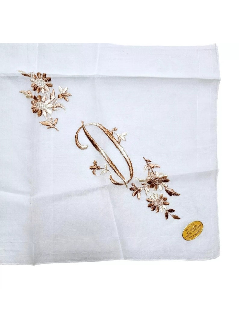 Vintage Gold Embroidered Monogram Letter "d" Hanky Hankerchief 14"x14 ...