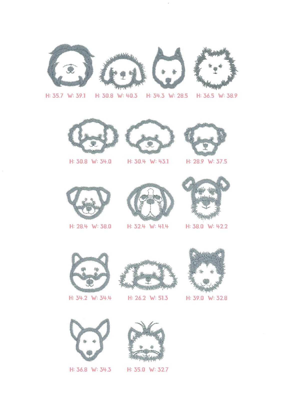 35 Dog Face Outline Machine Embroidery File - Etsy
