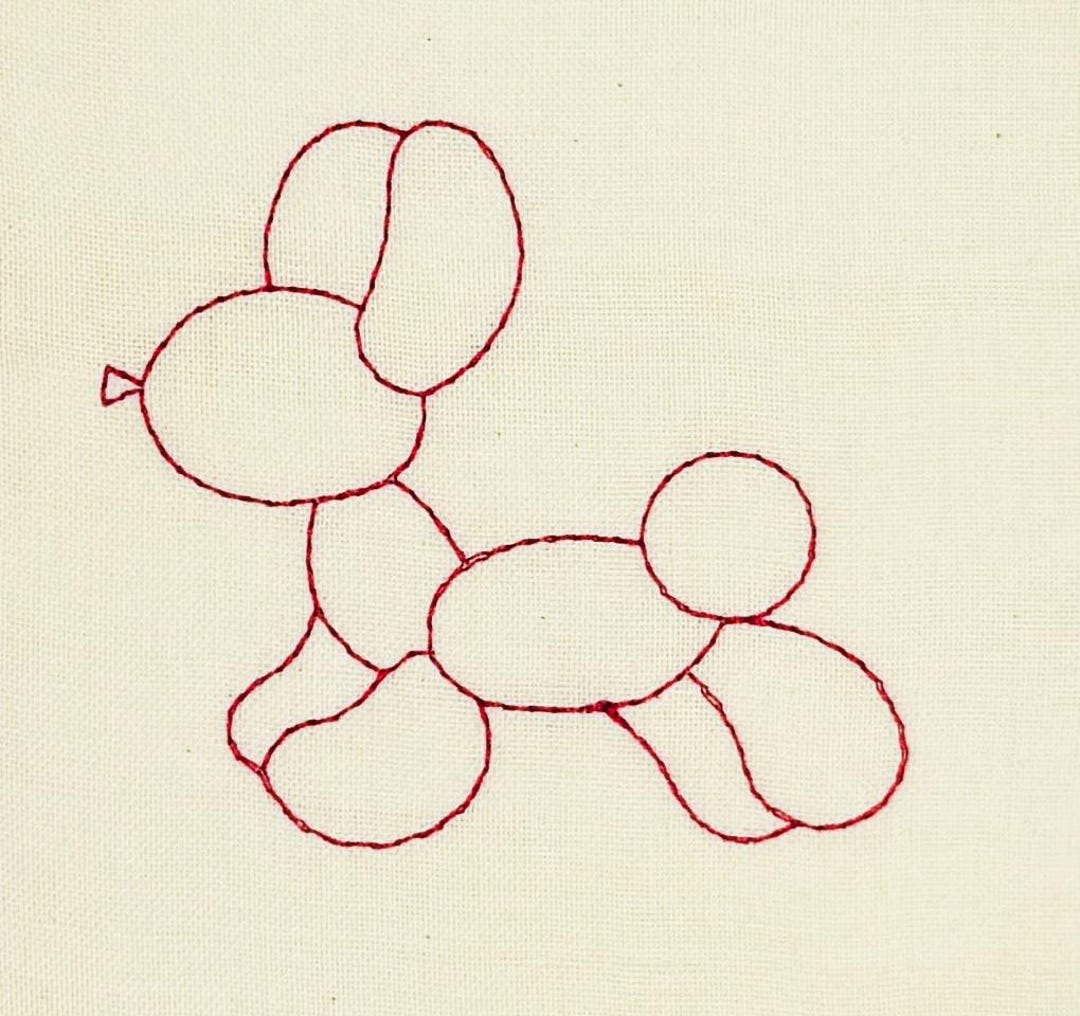 Balloon Dog Redwork Embroidery Design File - Etsy
