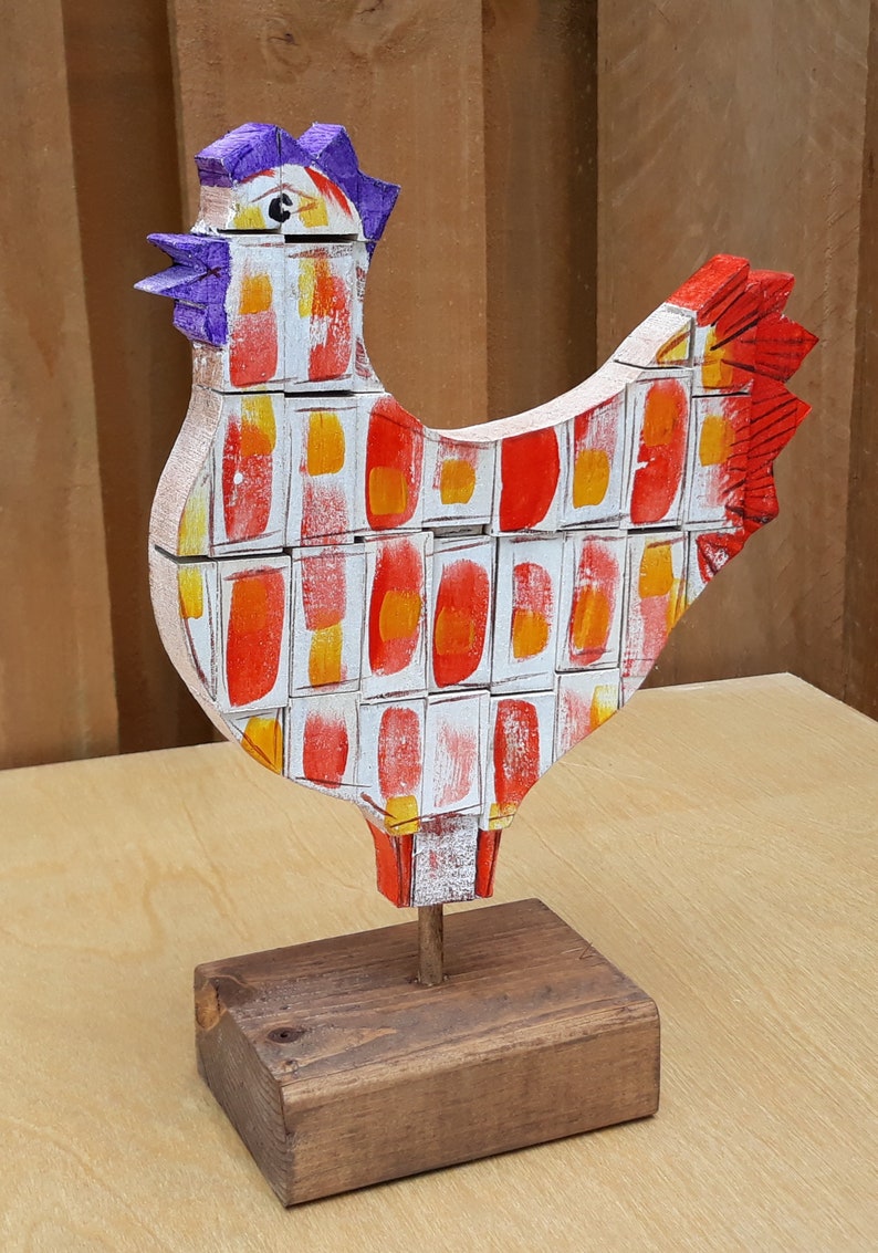 Wooden Chicken Wooden Art Farm House Decor Art Country Decor Art Wood ...