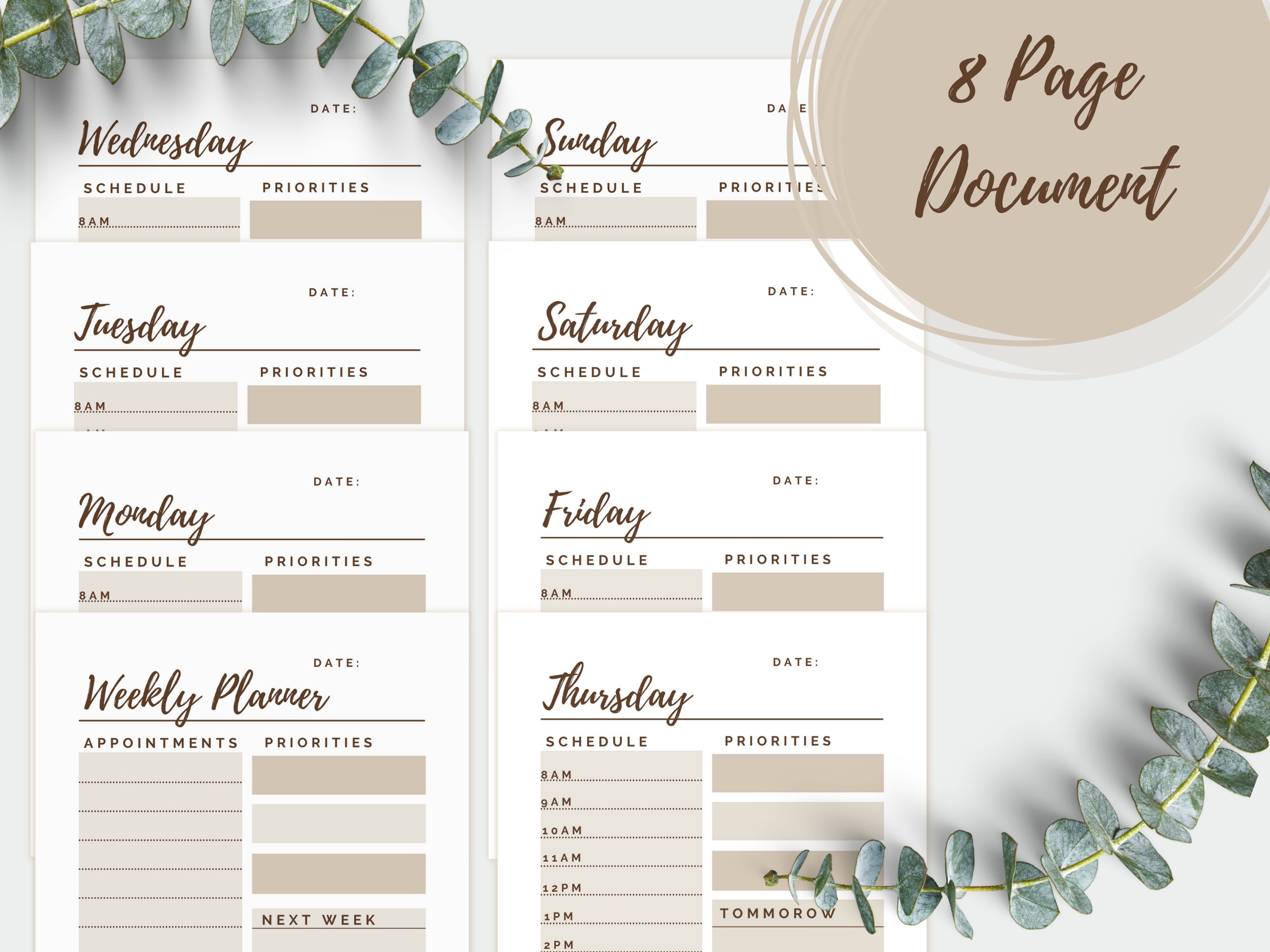 Printable Editable Weekly Planner Canva Template, Instant Download ...