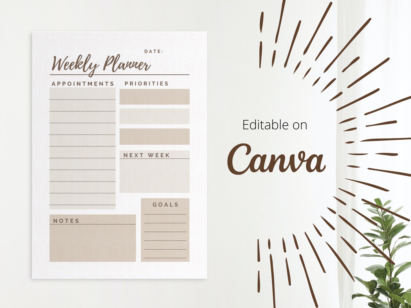 Printable Editable Weekly Planner Canva Template, Instant Download ...