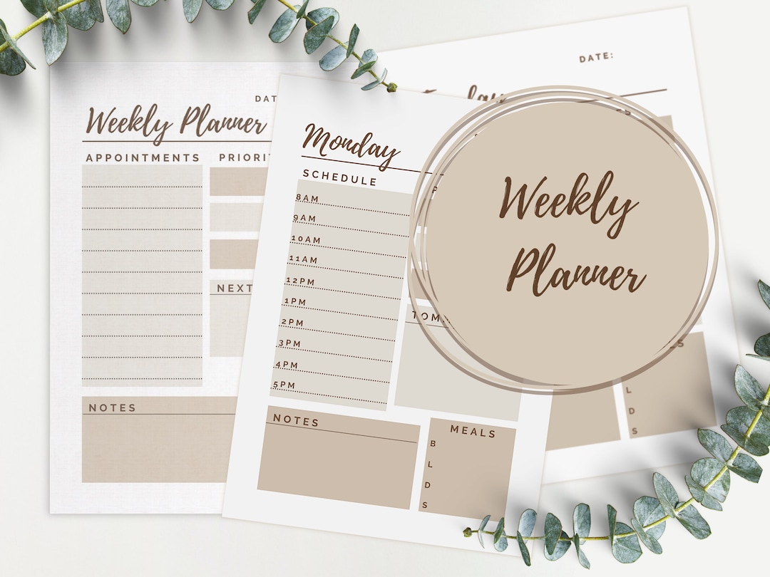 Printable Editable Weekly Planner | Canva Template, Instant Download ...