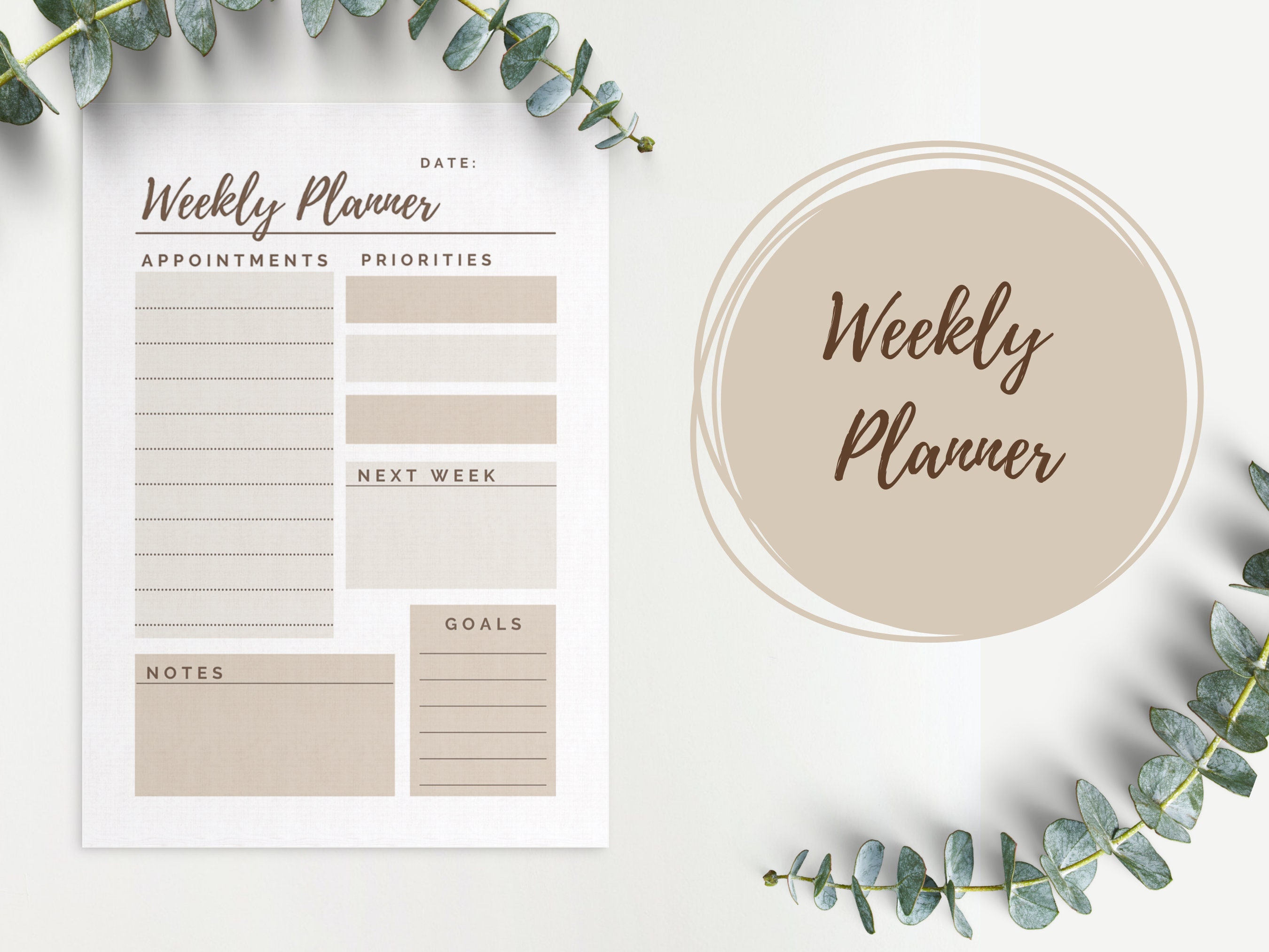 Printable Editable Weekly Planner | Canva Template, Instant Download ...