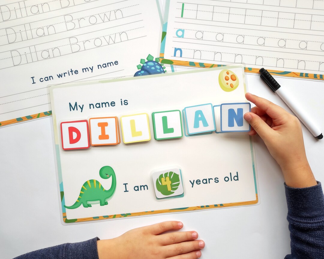 Printable Name Workbook, Personalized Dinosaur Themed Name Tracing and ...