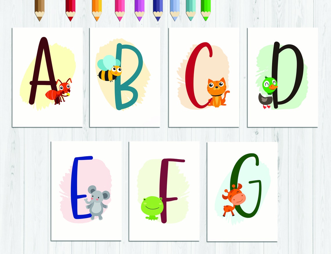 Animal Alphabet Flash Cards Homeschool Activities ABC | Etsy