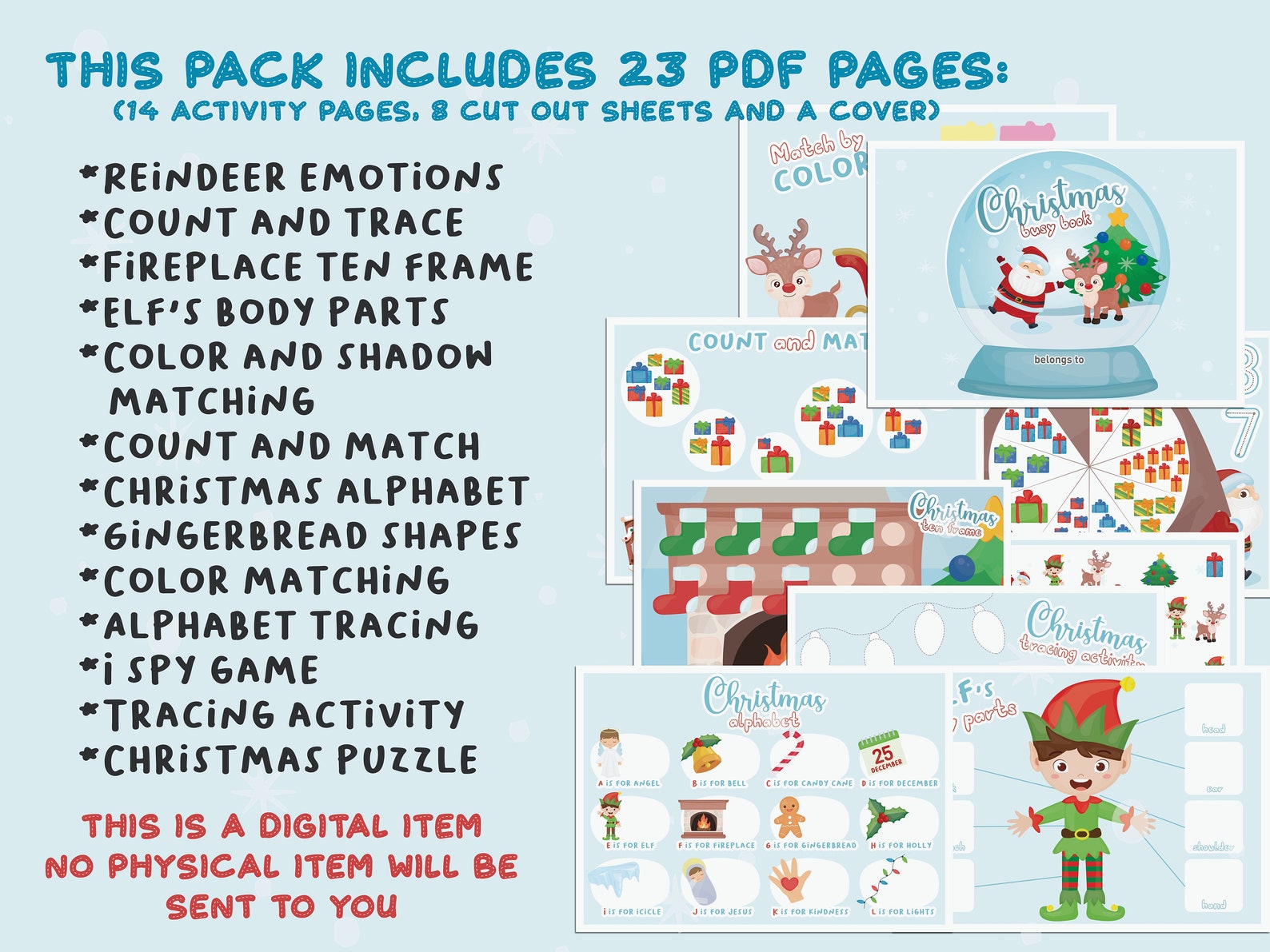 Printable Christmas Busy Book Toddler Activity Binder | Etsy