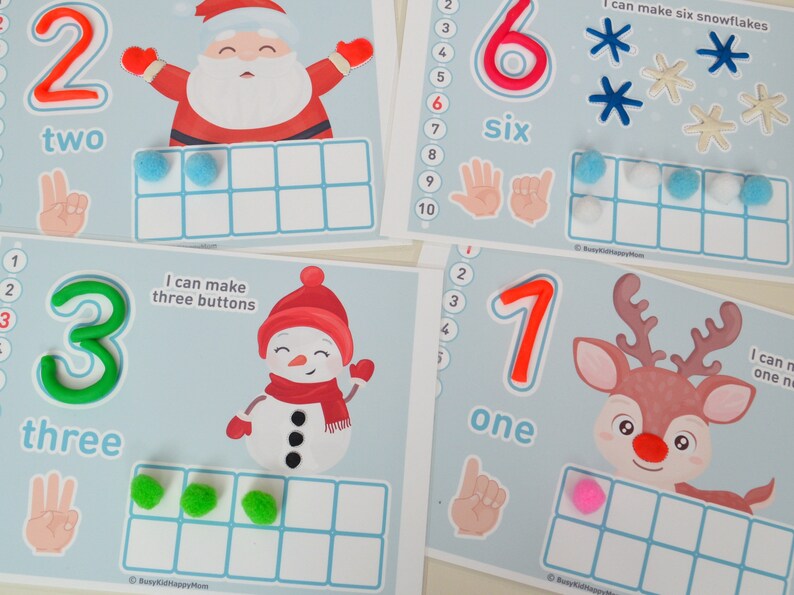 Christmas NUMBER 1-10 Play Dough Mat Printable Playdough - Etsy