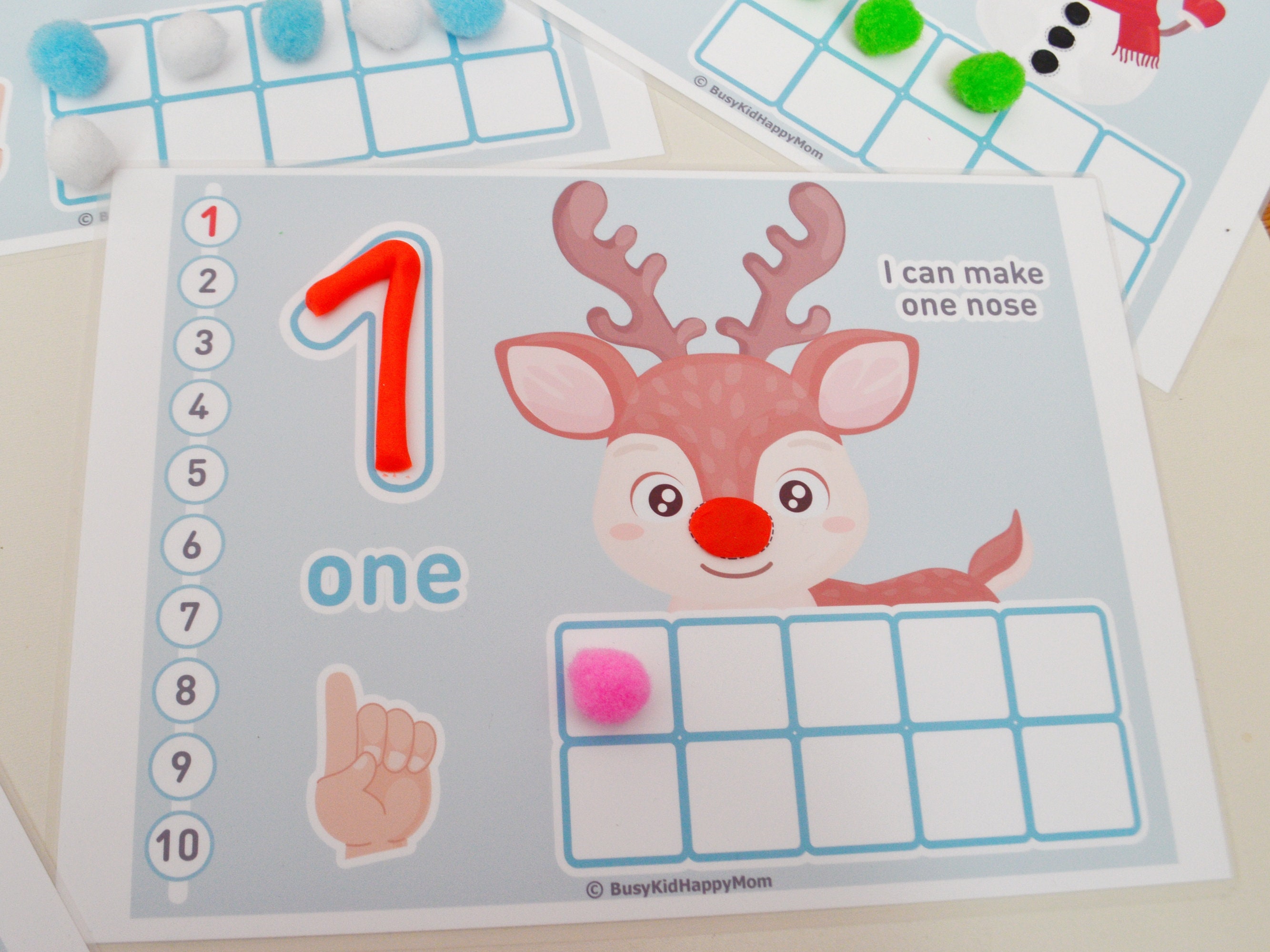 Christmas NUMBER 1-10 Play Dough Mat Printable Playdough - Etsy
