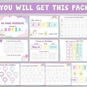 Printable Name Workbook, Personalized Name Tracing and Writing Practice ...