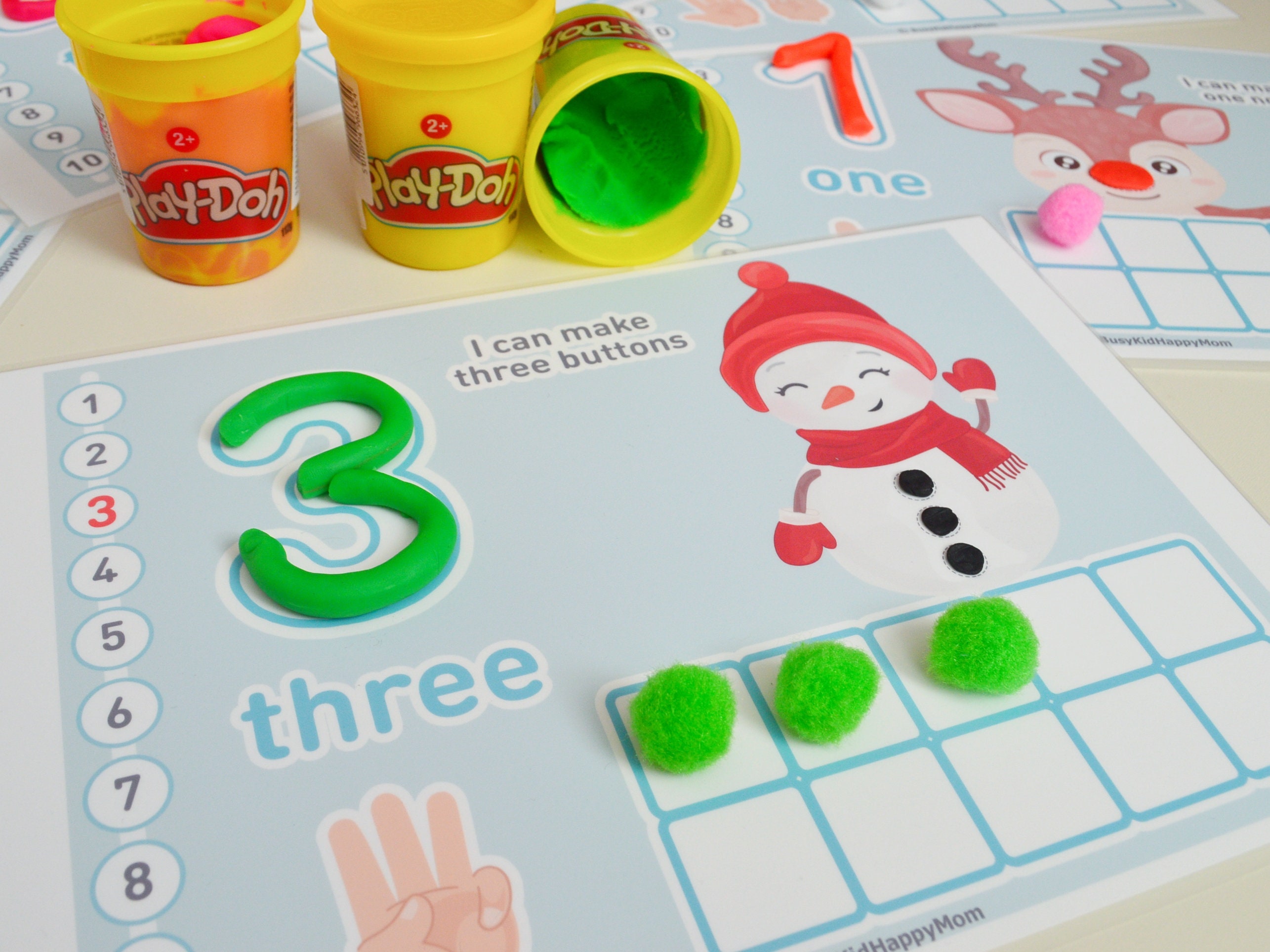 Christmas NUMBER 1-10 Play Dough Mat Printable Playdough - Etsy